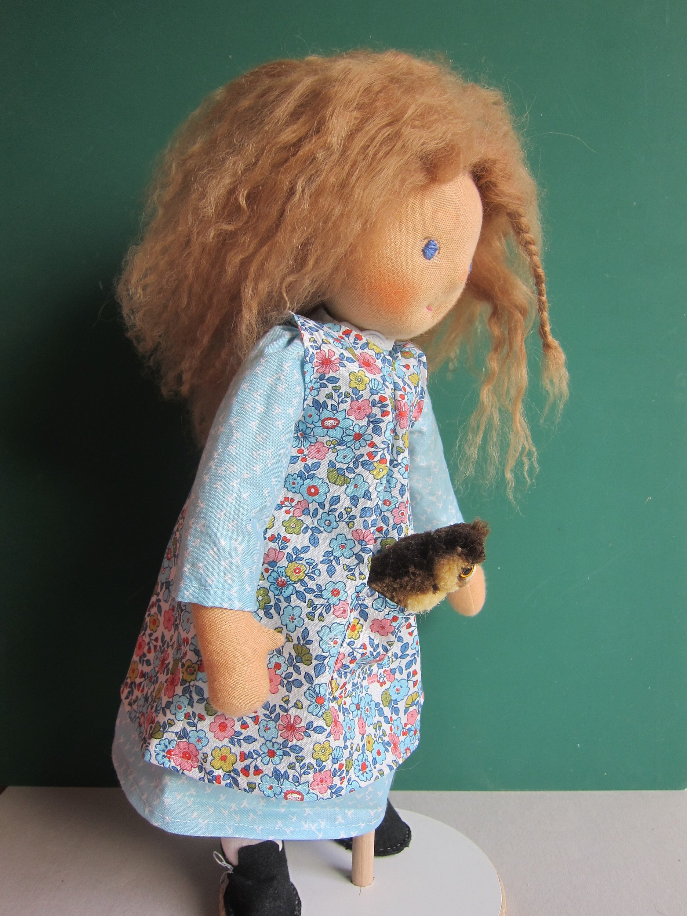 Tara Doll Waldorf Style Real Lambskin Hair Blue Sky Dress - Etsy