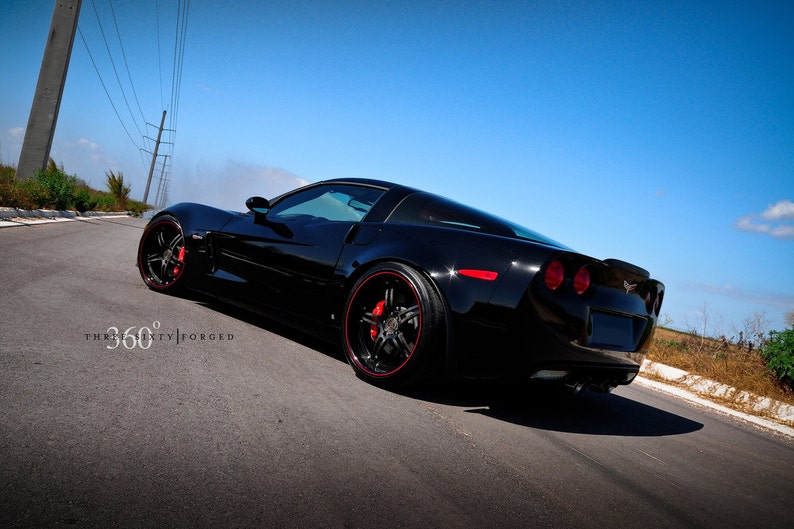 Poster of Chevy C6 Corvette Z06 Left Rear Black on 360 Forged | Etsy