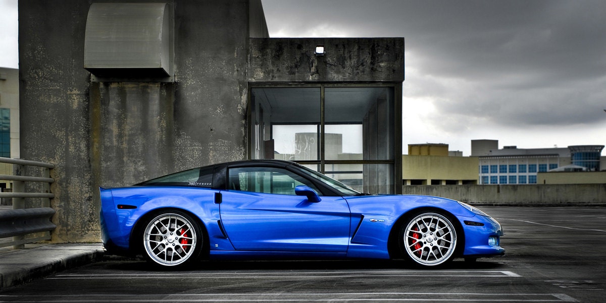 Poster of Chevy C6 Corvette Z06 Right Side Blue on 360 Forged | Etsy