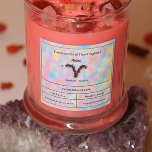Aries Crystal Candle|crystal Candle|aries Candle|zodiac Candle|zodiac ...