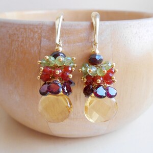 Demeter Citrine Garnet Carnelian Peridot Cluster Earrings - Etsy