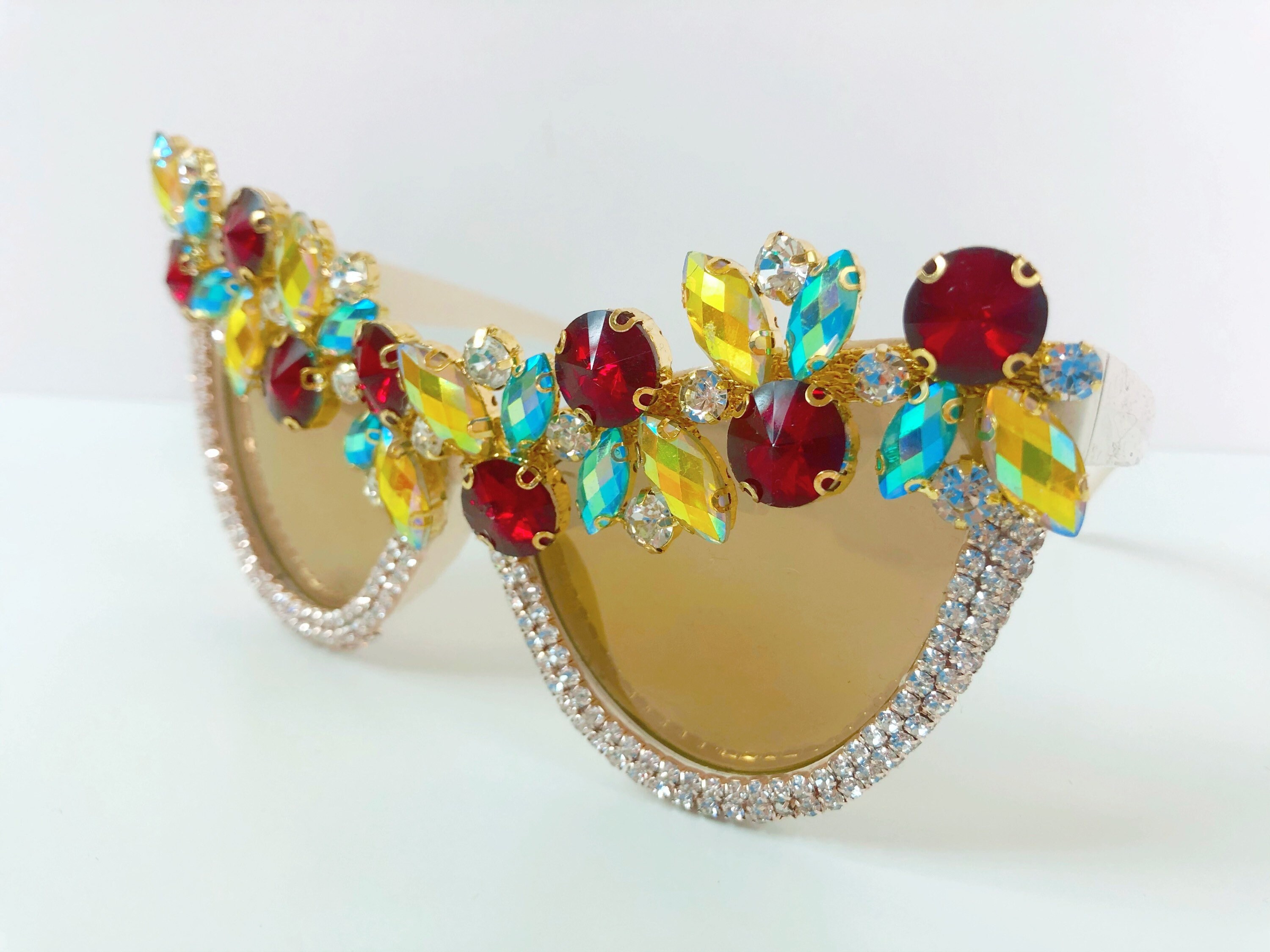 Red Blue Yellow Rhinestone Clear Gold Diamant Embellished Etsy
