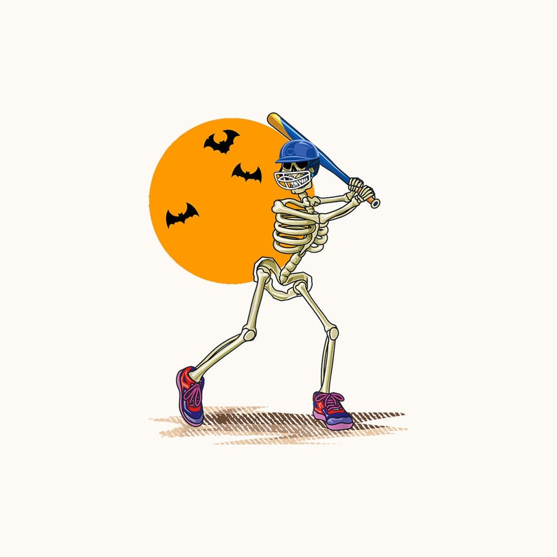 Baseball Skeleton Halloween Men Boys Baseball Halloween Digital PNG - Etsy
