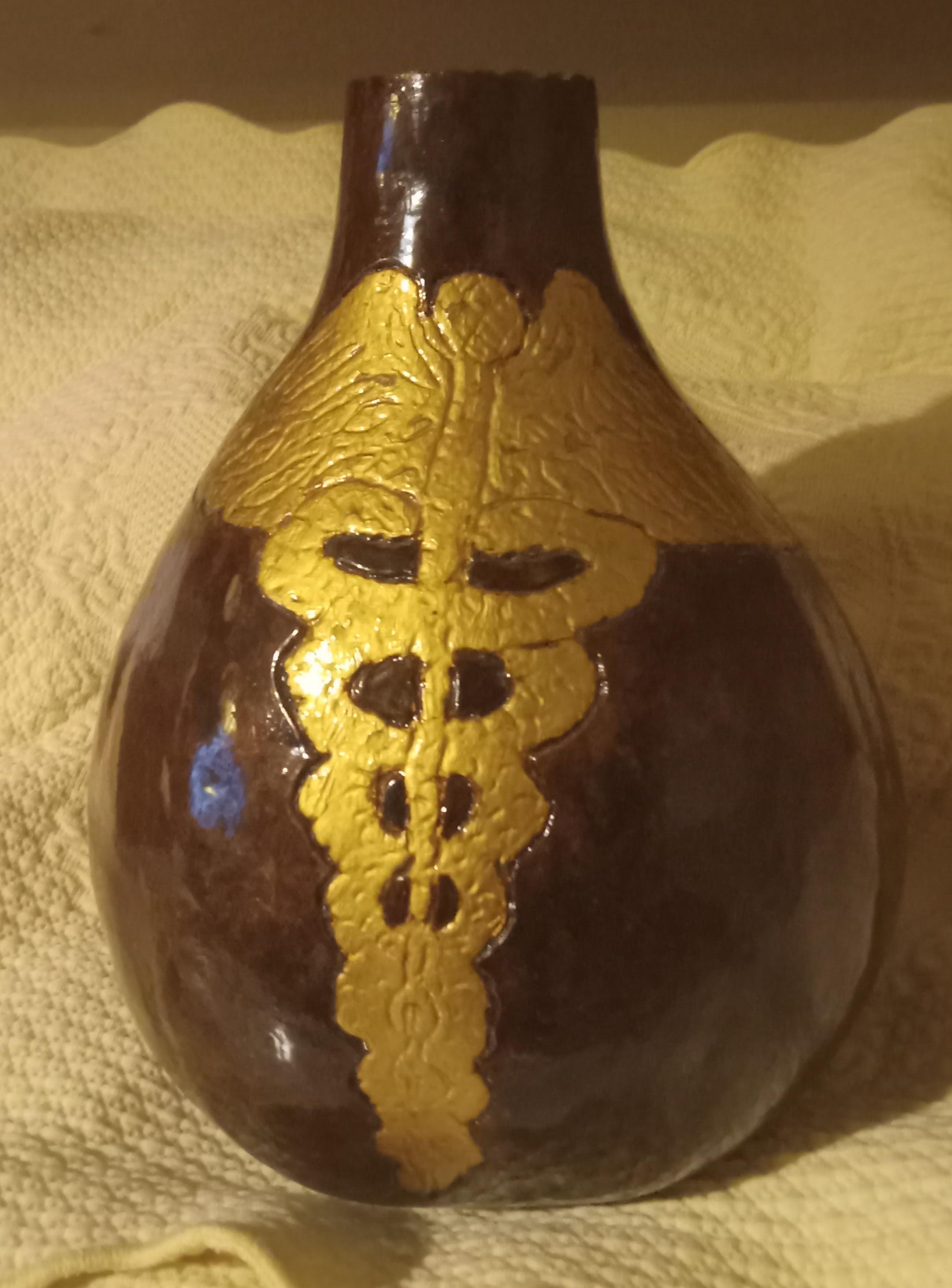Hand Carved Gourd With Caduceus Symbol - Etsy