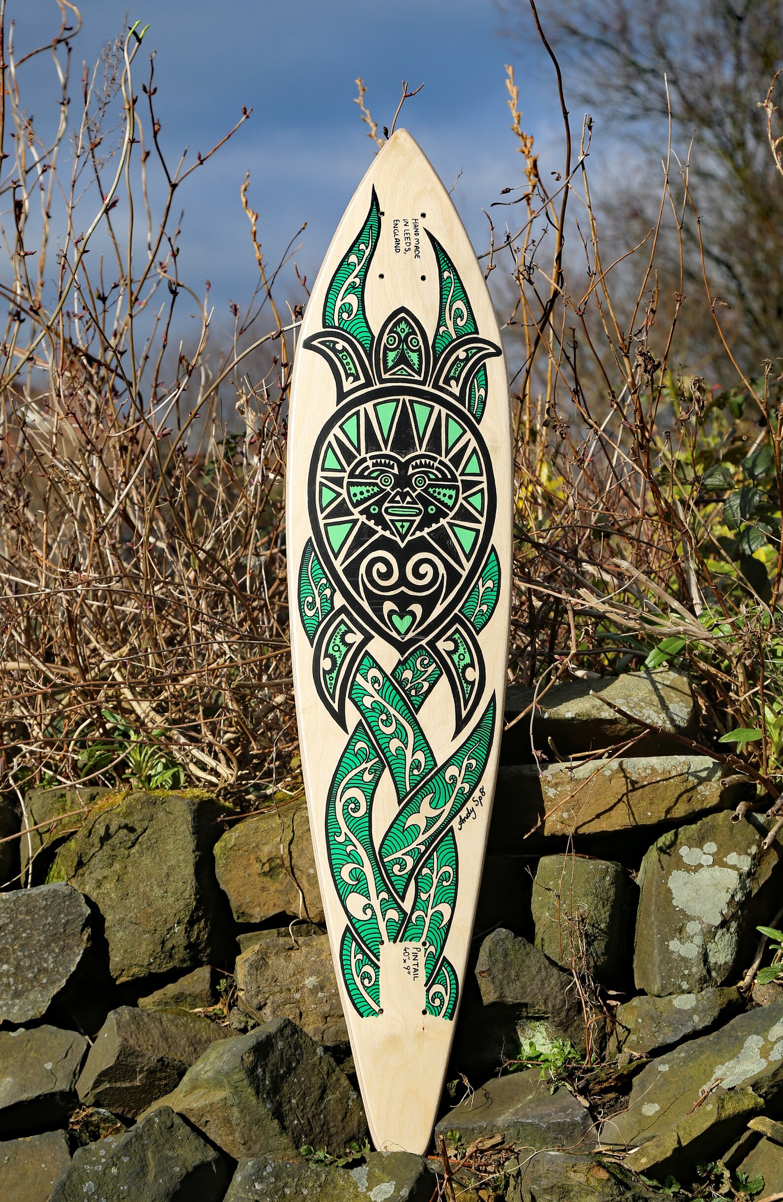 SP8BOARDS "pintail#1" - Classic Longboard Deck With Turtle Design, No ...