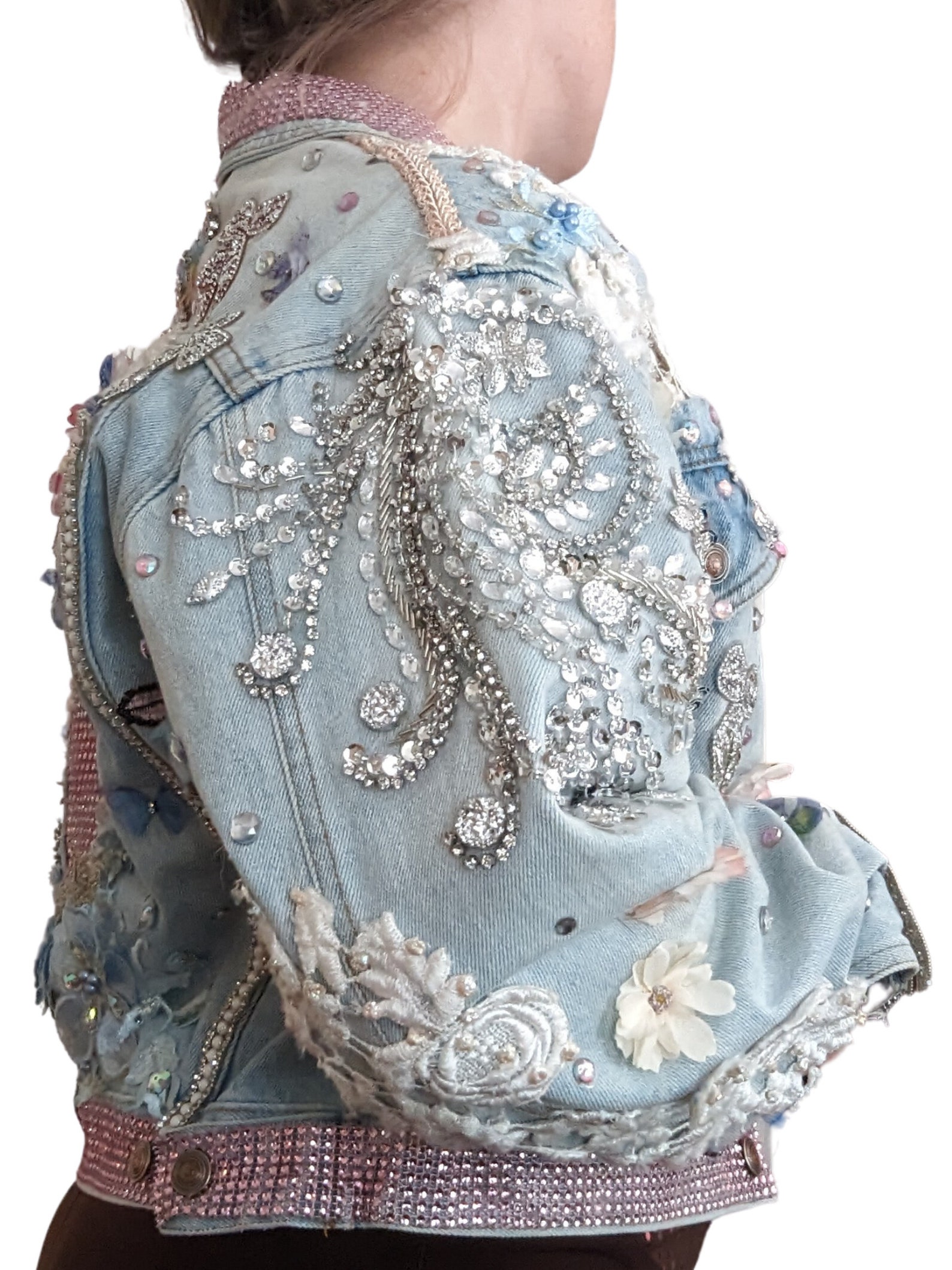 Bejeweled Heart Denim Jacket Embellished Luxury Jean Jacket Country ...
