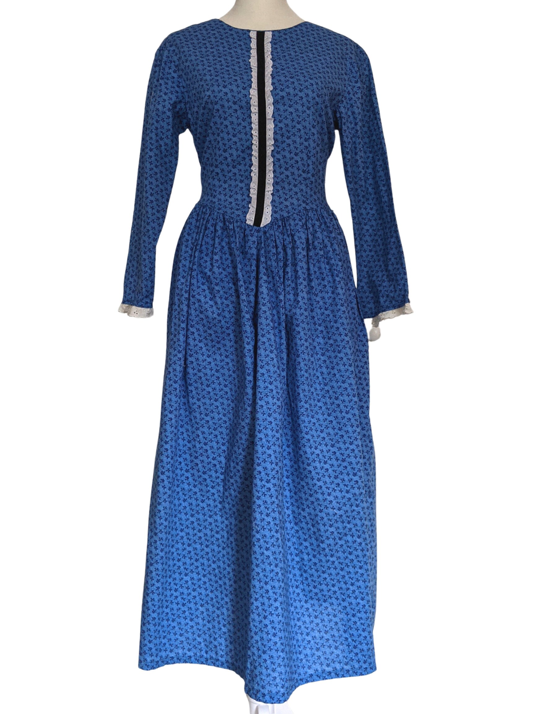 70s Cottage Core Blue Prairie Dress Handmade - Etsy