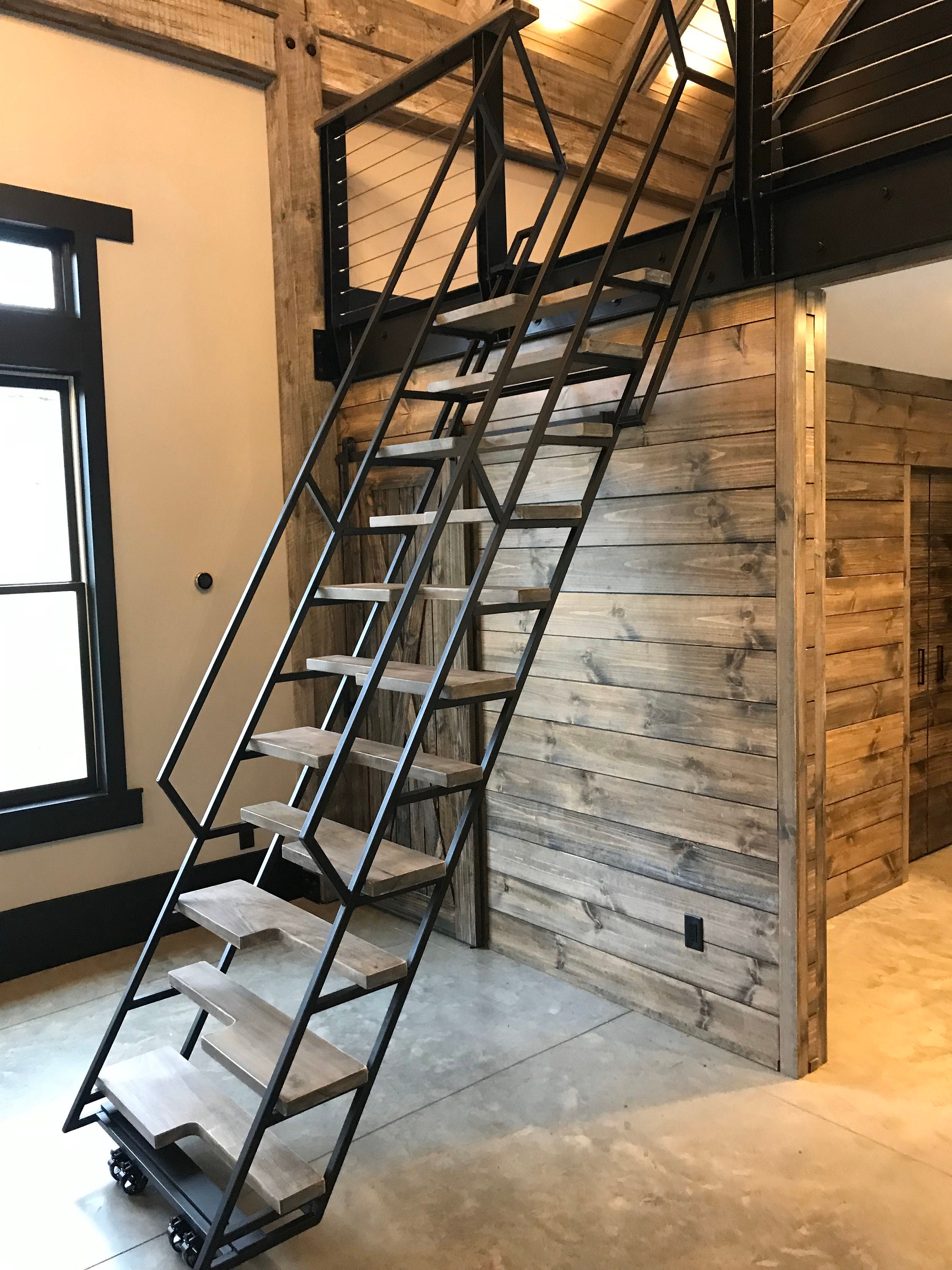 8ft Retractable Staircase Loft Ladder - Extra Wide - Steel & Wood ...