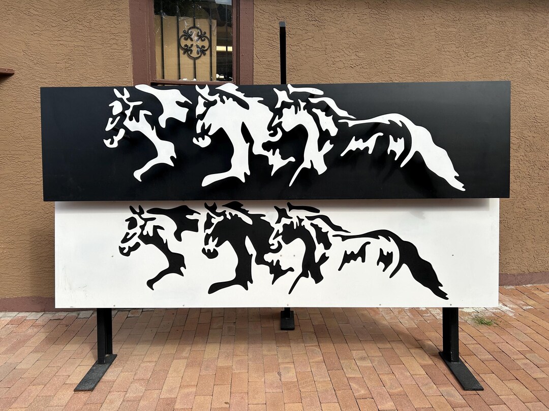 Stampede (negative Space Western Horse Sculpture, Unique Metal Yard Art ...