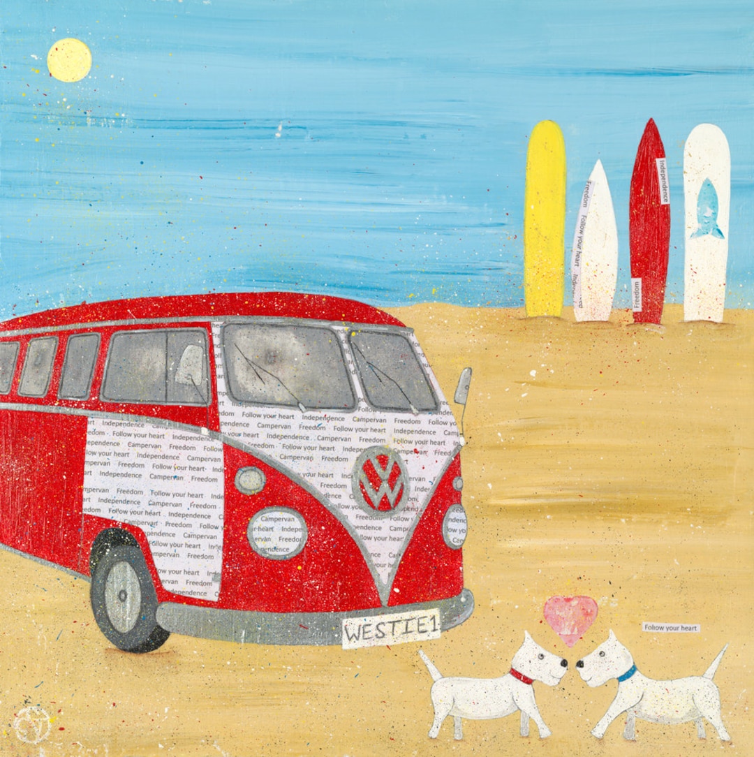 Campervan Greetings Card White Dog Card Dog Greetings Card - Etsy