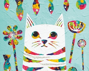 Cat Painting Collage Mixed Media - Etsy