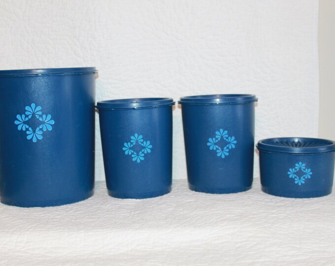 D3 Vintage Dark Blue Tupperware Storage Container Cannister - Etsy