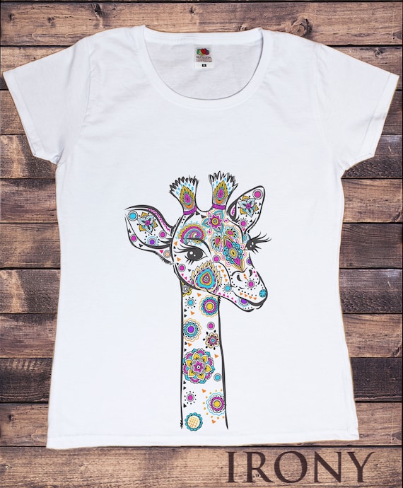 Women's T-shirt With Giraffe Colourful Ethnic Print TS1649 | Etsy