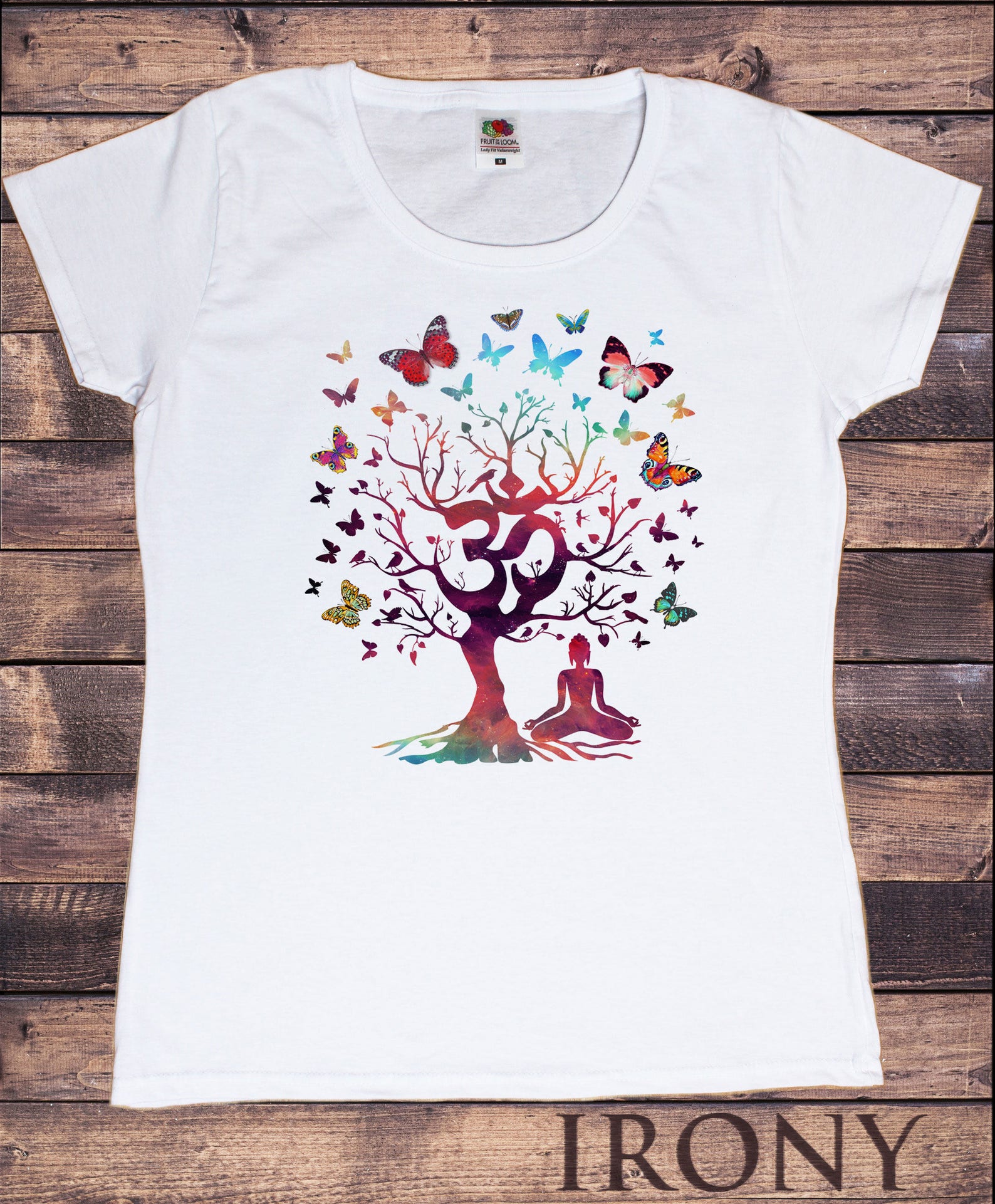 Womens White T-shirt Yoga Meditation India Zen OM Tree - Etsy