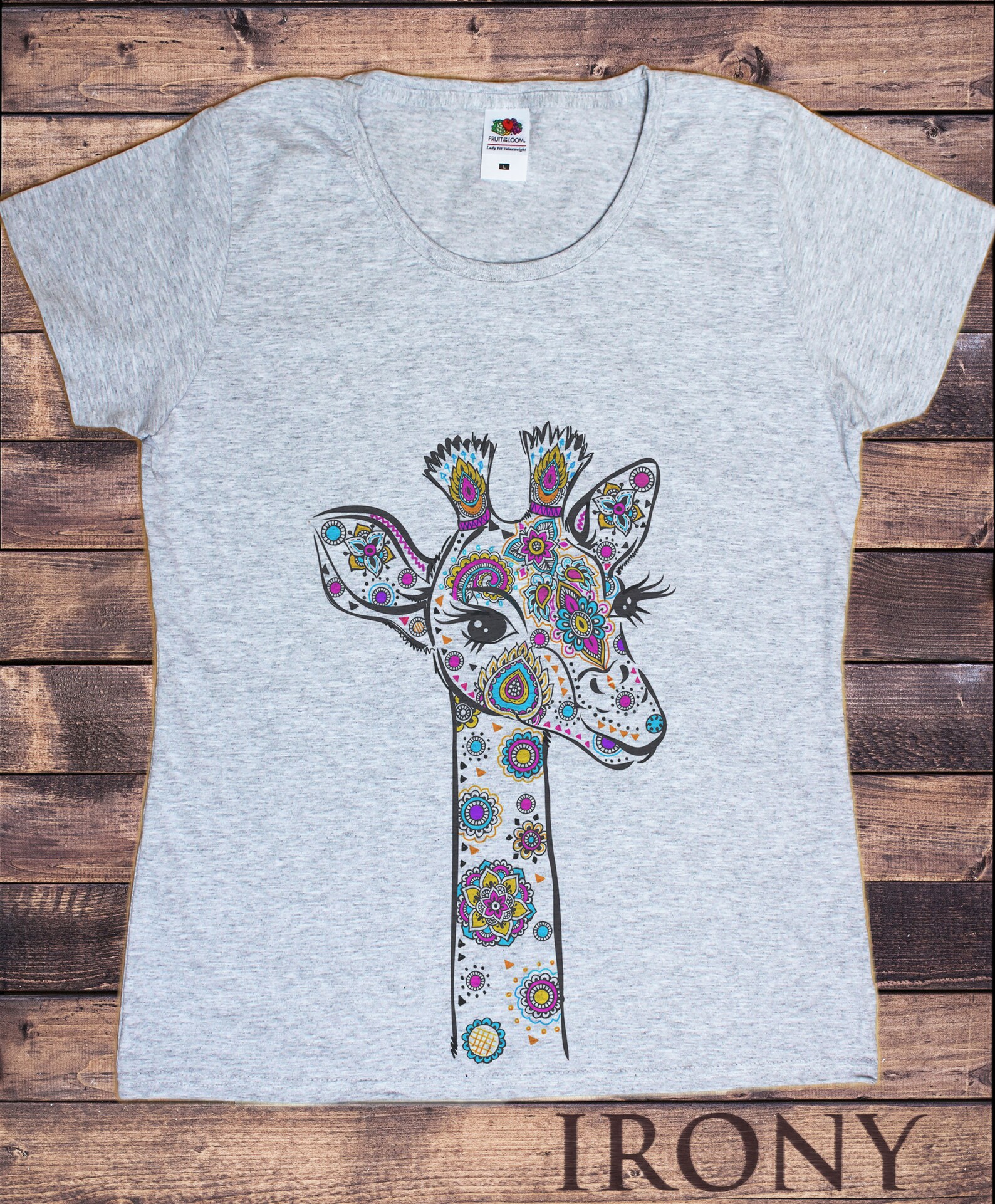 Women's T-shirt With Giraffe Colourful Ethnic Print TS1649 | Etsy