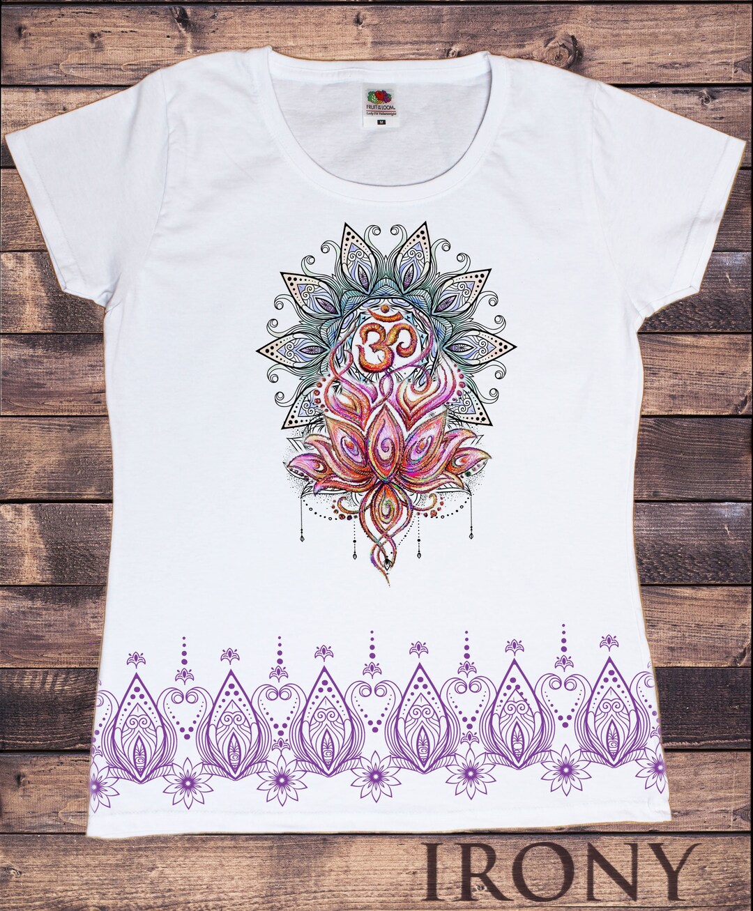 Womens Tee Aztec Flower Lotus Om Meditation Sketch Effect Print TS1385 ...