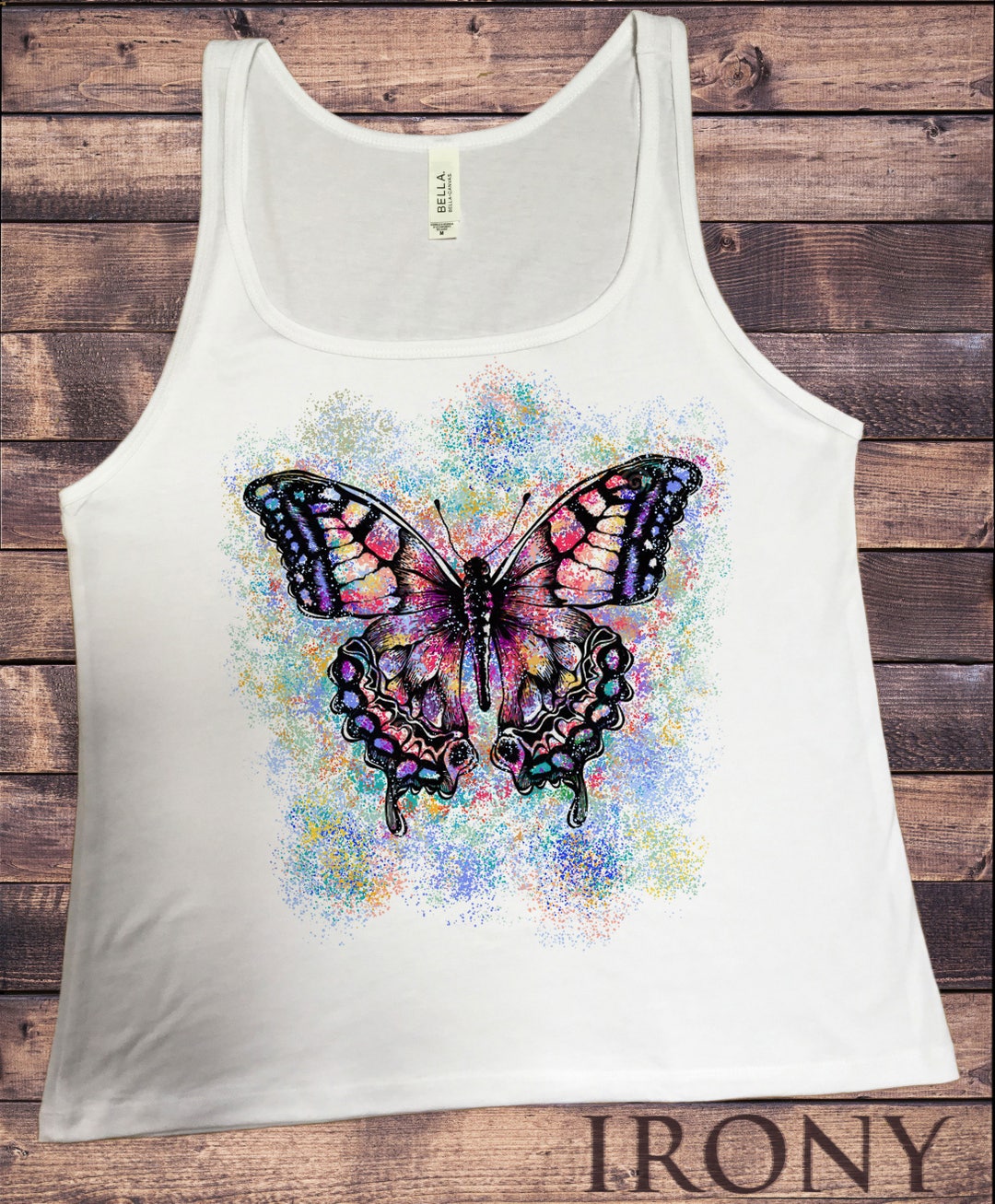 Jersey Tank Top Beautiful Butterflies Splatter Paint Floral Print ...