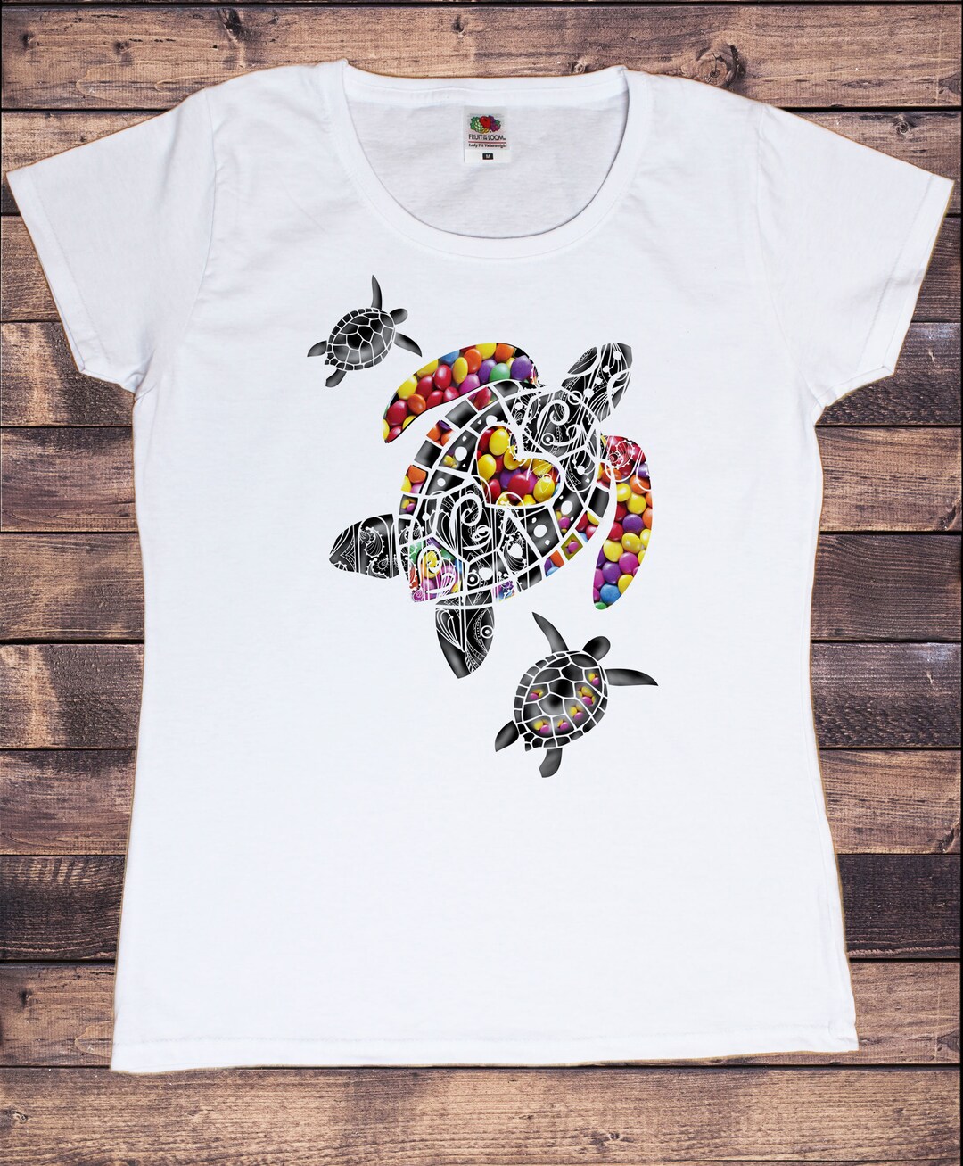Women's T-shirt With Turtle Print Smarties Print TS1856 - Etsy UK