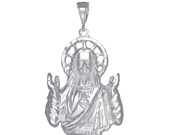 Sterling Silver Jesus Christ Pendant Necklace With Diamond Cut | Etsy