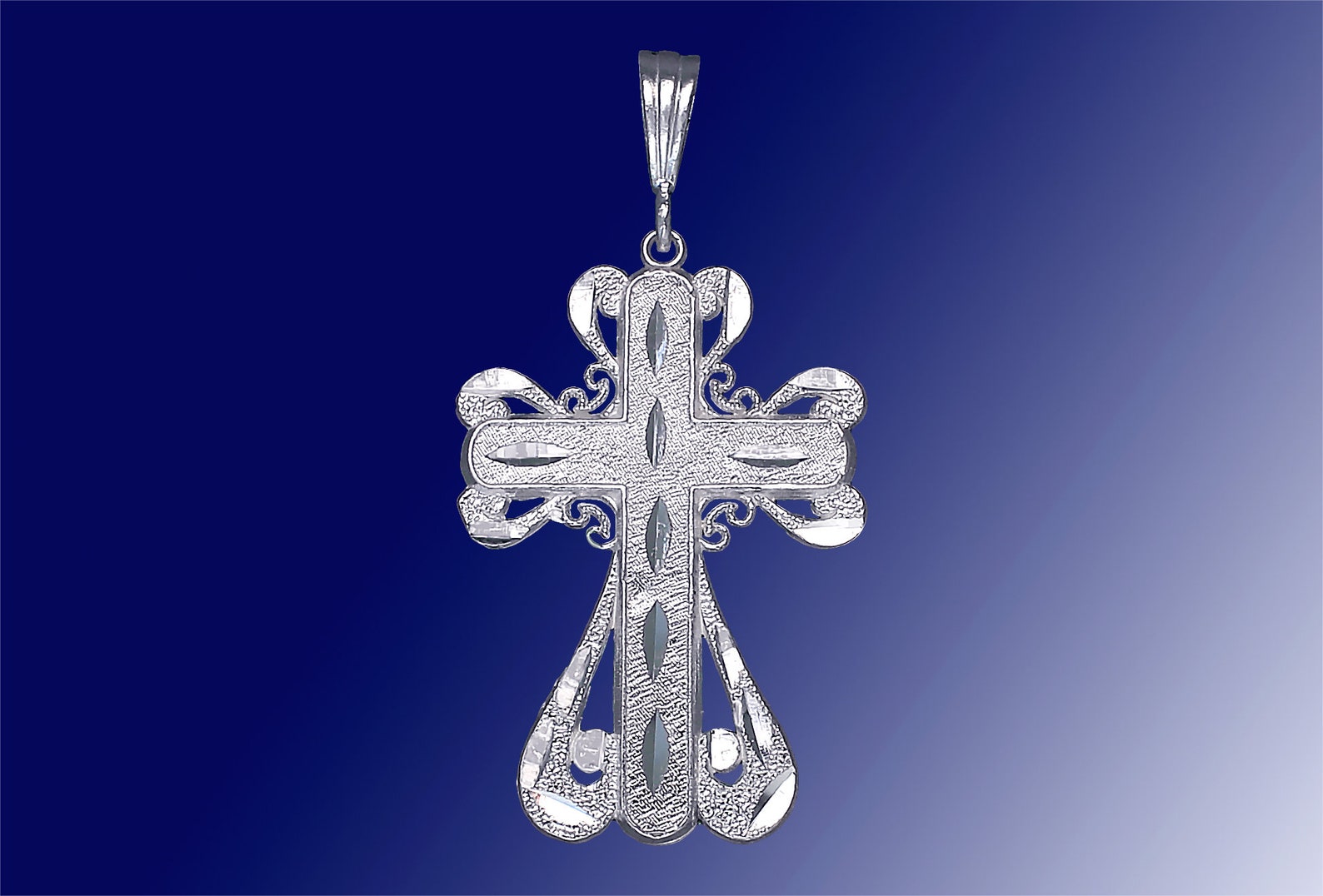 Sterling Silver Cross Without Jesus Pendant Necklace 2.25 - Etsy