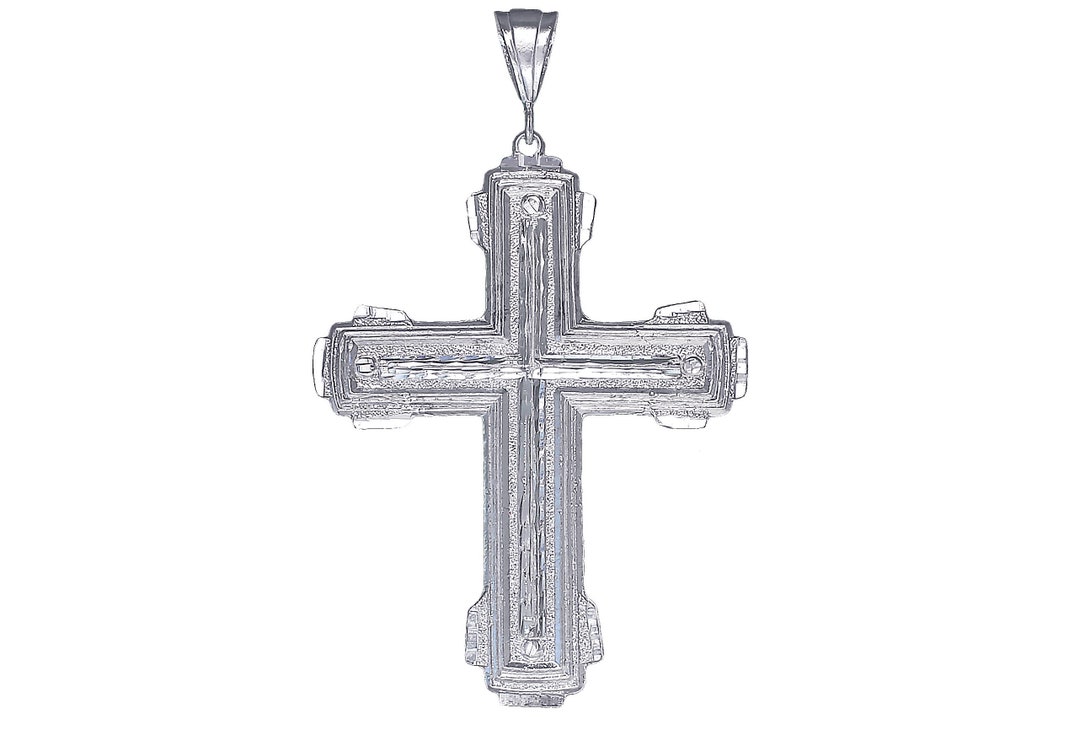 Huge Heavy Sterling Silver Cross Without Jesus Pendant Necklace 3.5 ...