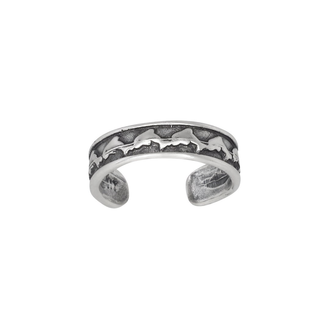 Sterling Silver .925 Multiple Dolphins Toe Ring Adjustable Size Made in ...