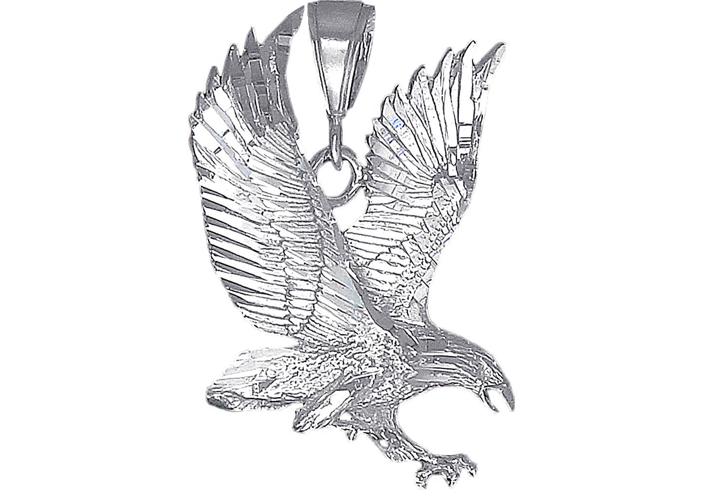 Sterling Silver Flying Eagle Charm Pendant Necklace 1.75 Inches 7.4 ...