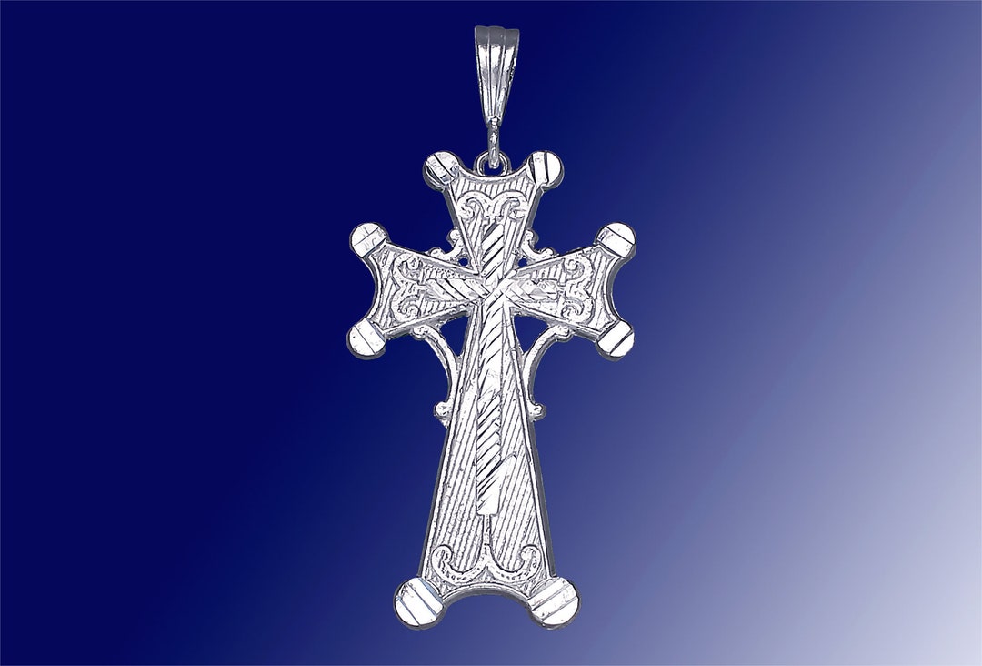 Sterling Silver Cross Without Jesus Pendant Necklace 2 Inches 4.3 Grams ...