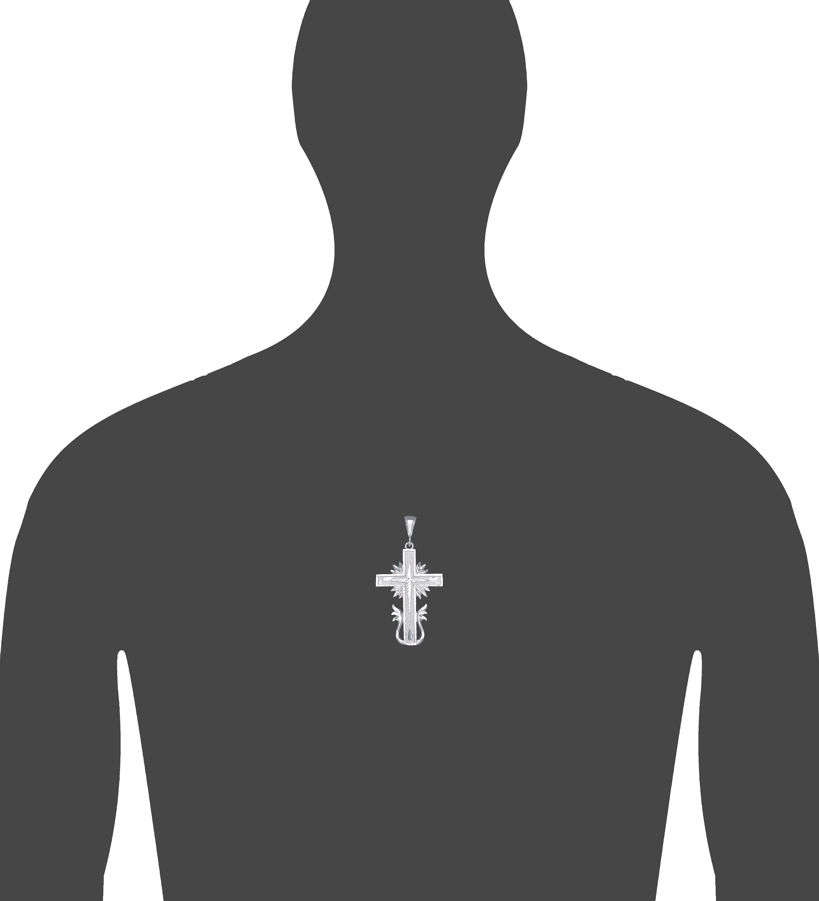 Sterling Silver Cross Without Jesus Pendant Necklace 2.3 Inches 9.5 ...