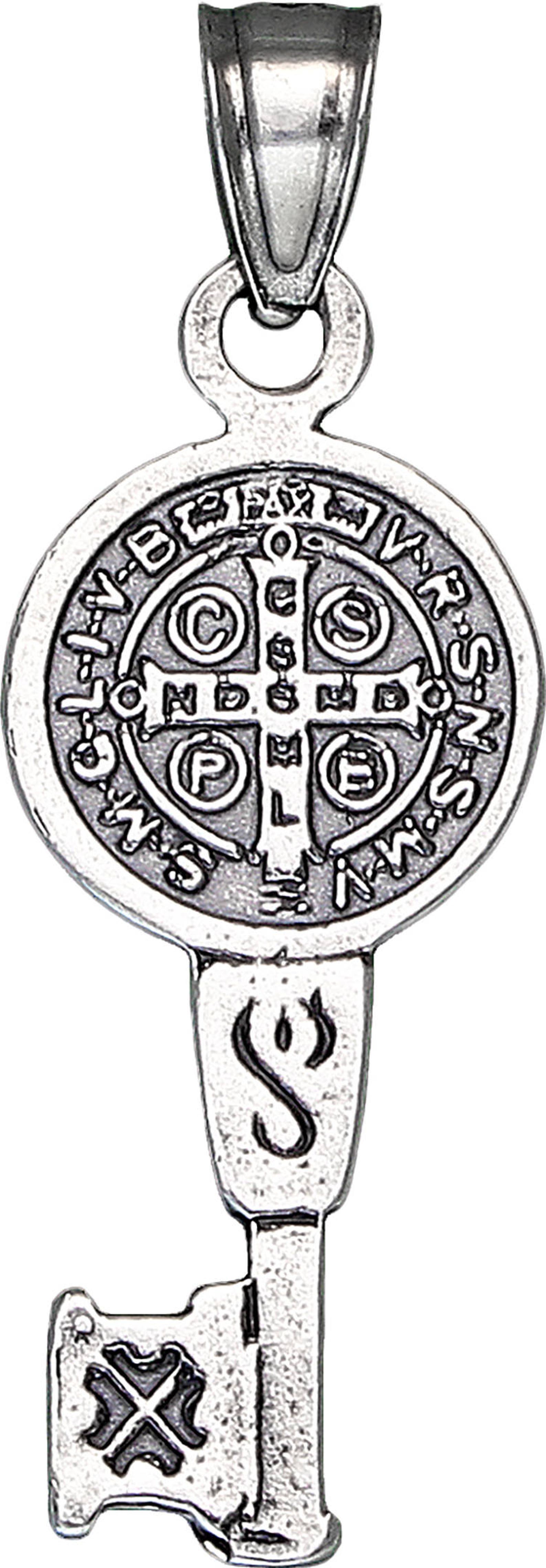 Sterling Silver Saint Benedict Key Medal Reversible Charm - Etsy