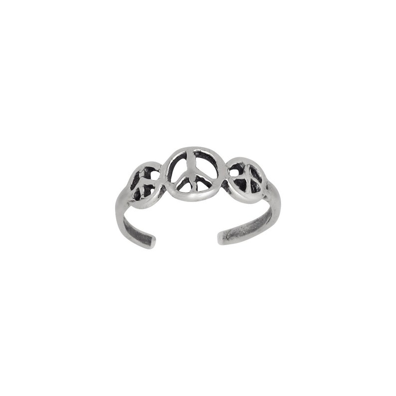 Sterling Silver .925 Triple Peace Sign Toe Ring Adjustable Size | Made ...