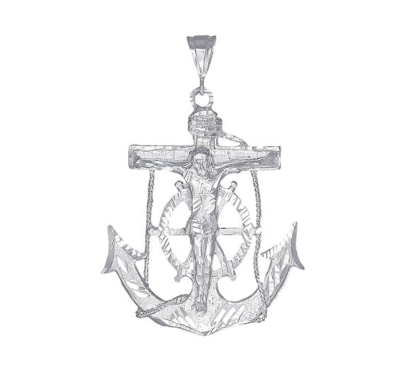 Huge Heavy Sterling Silver Anchor Cross with Jesus Pendant | Etsy