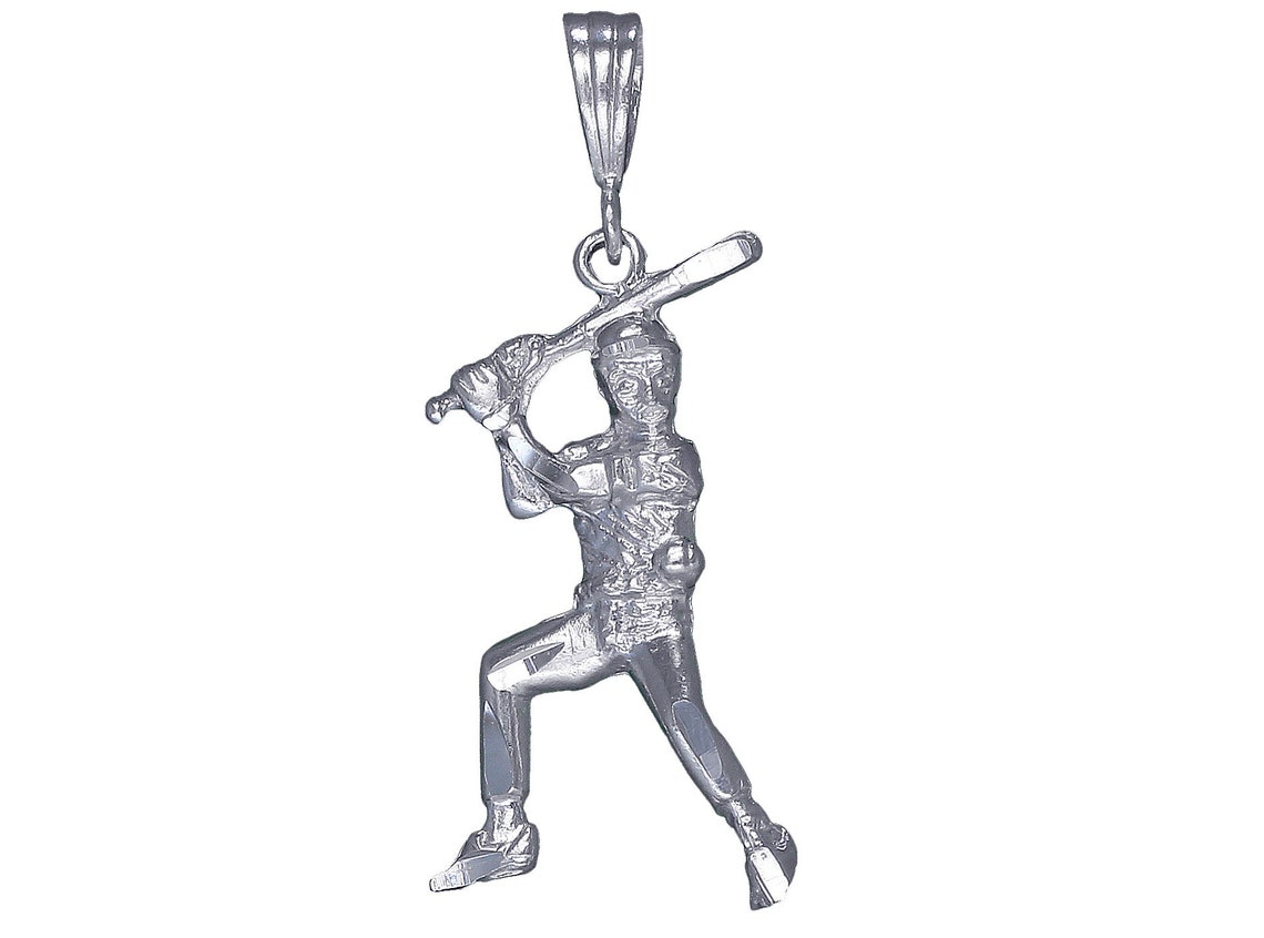 Sterling Silver Baseball Player Charm Pendant Necklace 1.8 - Etsy
