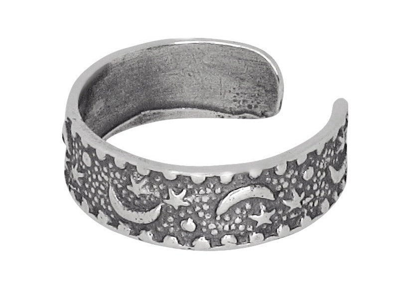 Sterling Silver .925 Moon and Stars Toe Ring Adjustable Size - Etsy