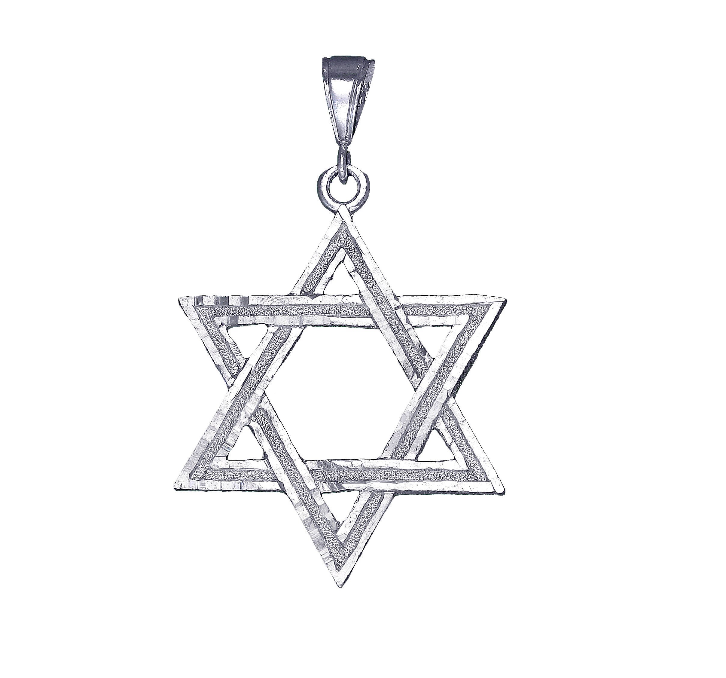 Sterling Silver Star of David Pendant Necklace 2.4 Inches 7.5 Grams ...