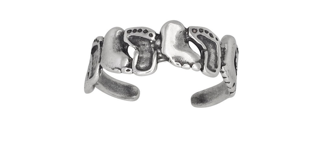 Sterling Silver .925 Feet Toe Ring Adjustable Size | Made in USA - Etsy