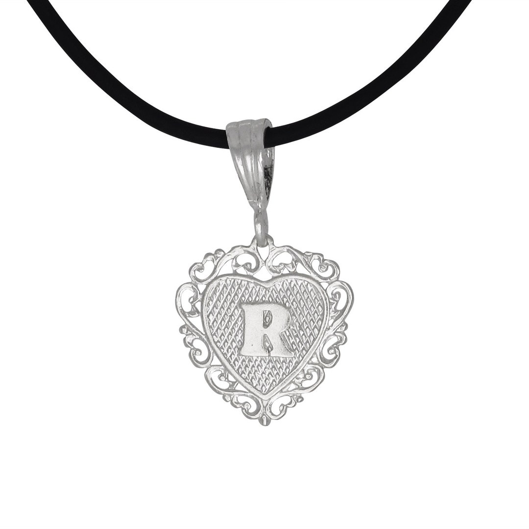 Sterling Silver .925 "r" Initial Heart Shaped Pendant | Made in USA - Etsy