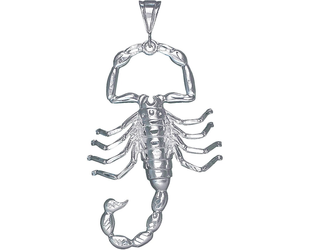 Large Heavy Sterling Silver Scorpion Charm Pendant Necklace 3.5 Inches ...