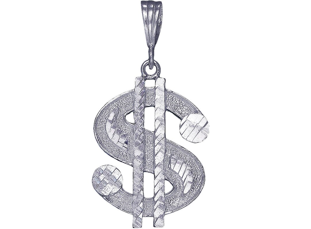 Sterling Silver Dollar Sign Charm Pendant Necklace 1.6 Inches 5 Grams ...