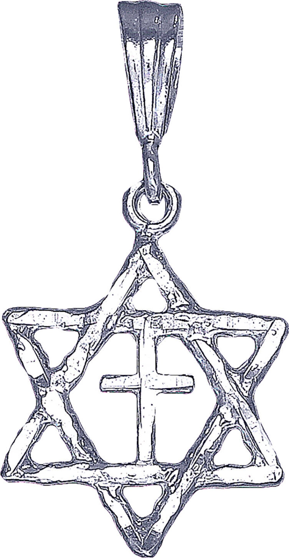 Sterling Silver Star of David with Cross Pendant Necklace 1.35 | Etsy