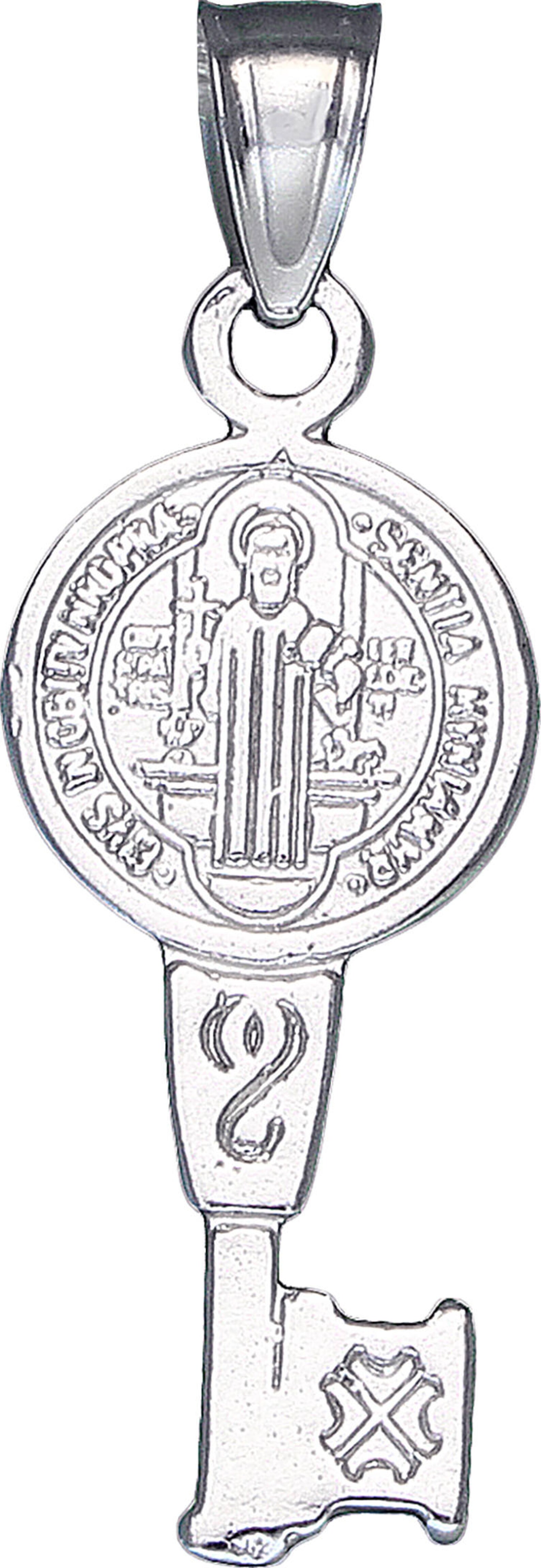 Sterling Silver Saint Benedict Key Medal Reversible Charm - Etsy