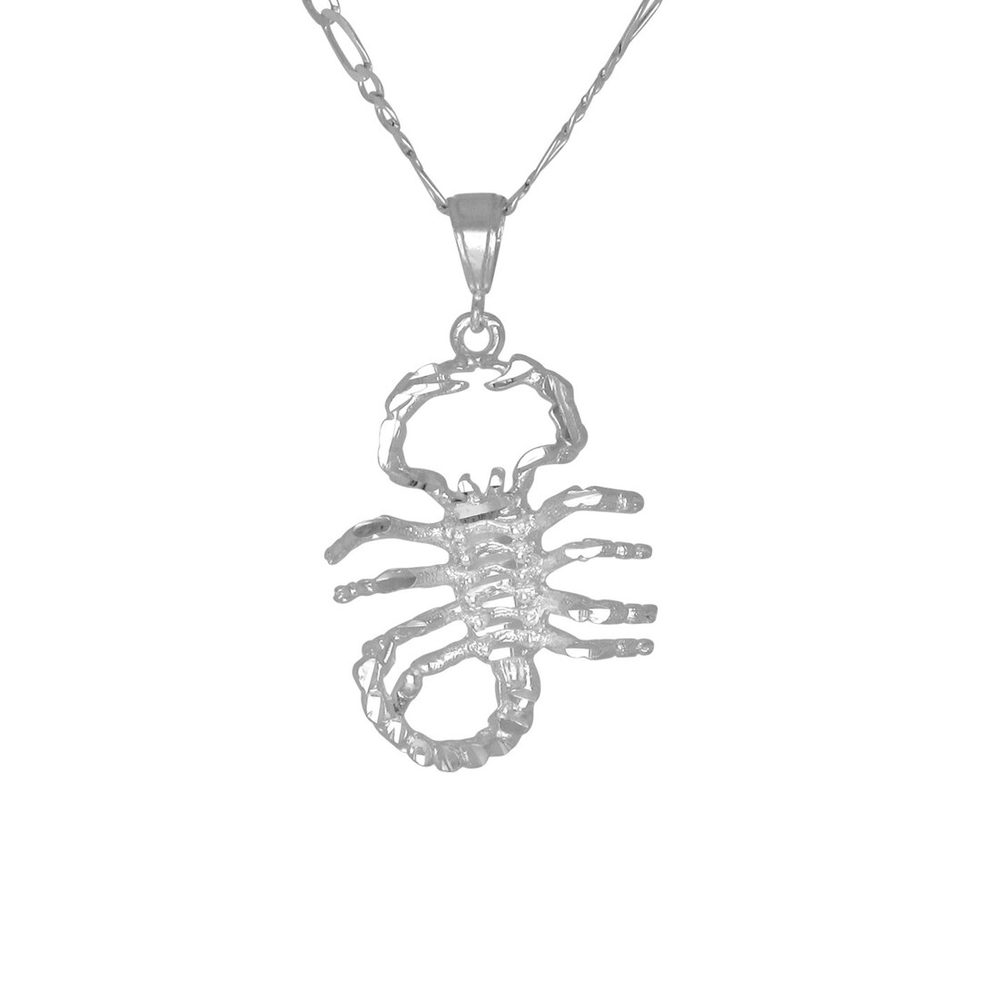 Scorpion Diamond Cut Charm Pendant Necklace Sterling Silver .925 | Made ...