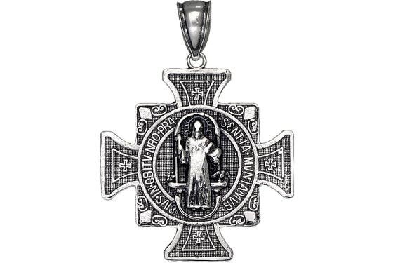 Sterling Silver Saint Benedict Key Reversible Charm Pendant | Etsy