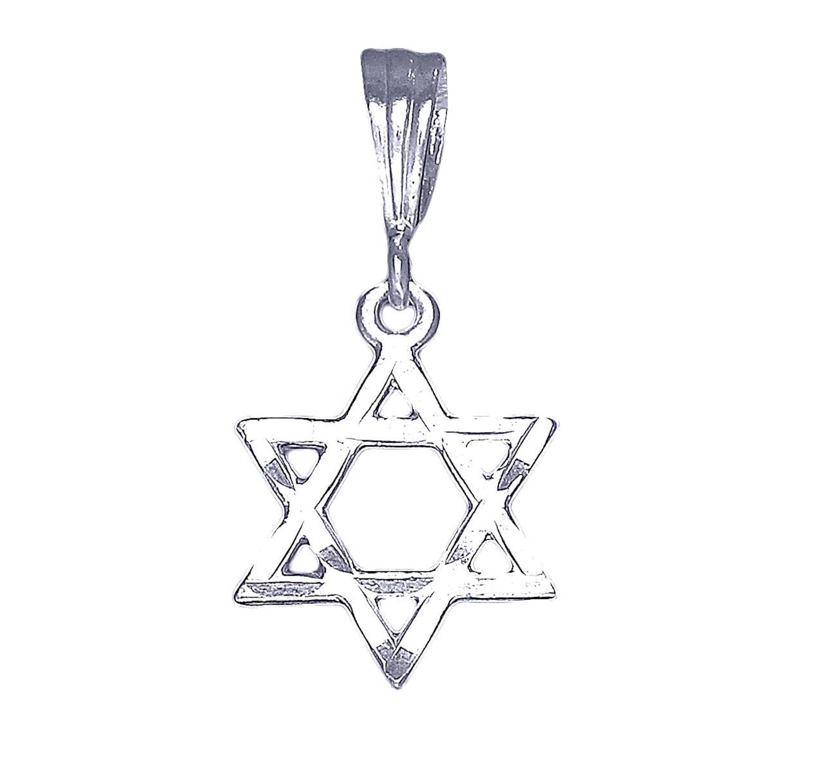 Sterling Silver Star of David Pendant Necklace 1.6 Inches 1.5 Grams ...