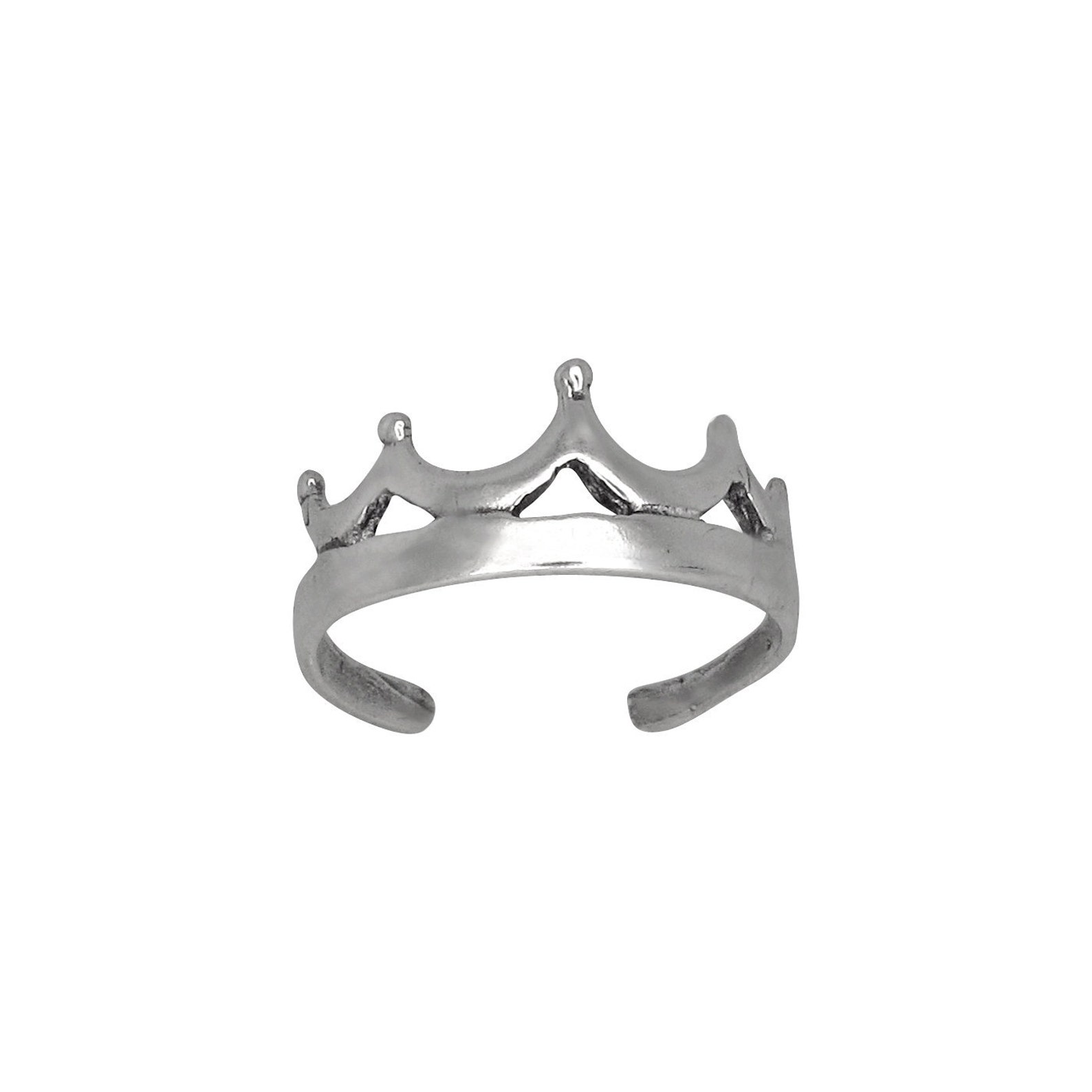 Sterling Silver .925 Crown Toe Ring Adjustable Size Made in - Etsy