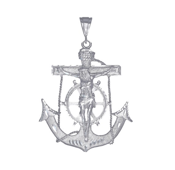Huge Heavy Sterling Silver Anchor Cross With Jesus Pendant - Etsy
