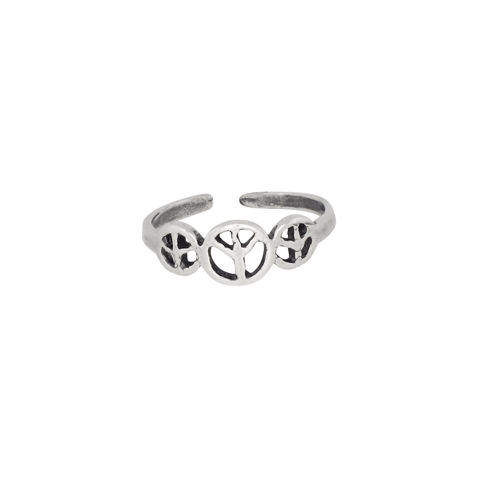 Sterling Silver .925 Triple Peace Sign Toe Ring Adjustable Size | Made ...