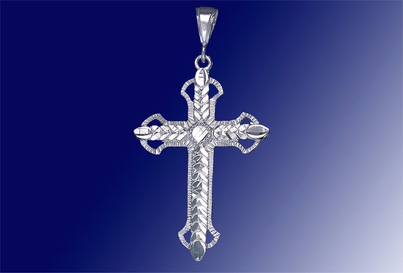 Sterling Silver Cross without Jesus Pendant Necklace 2.6 | Etsy