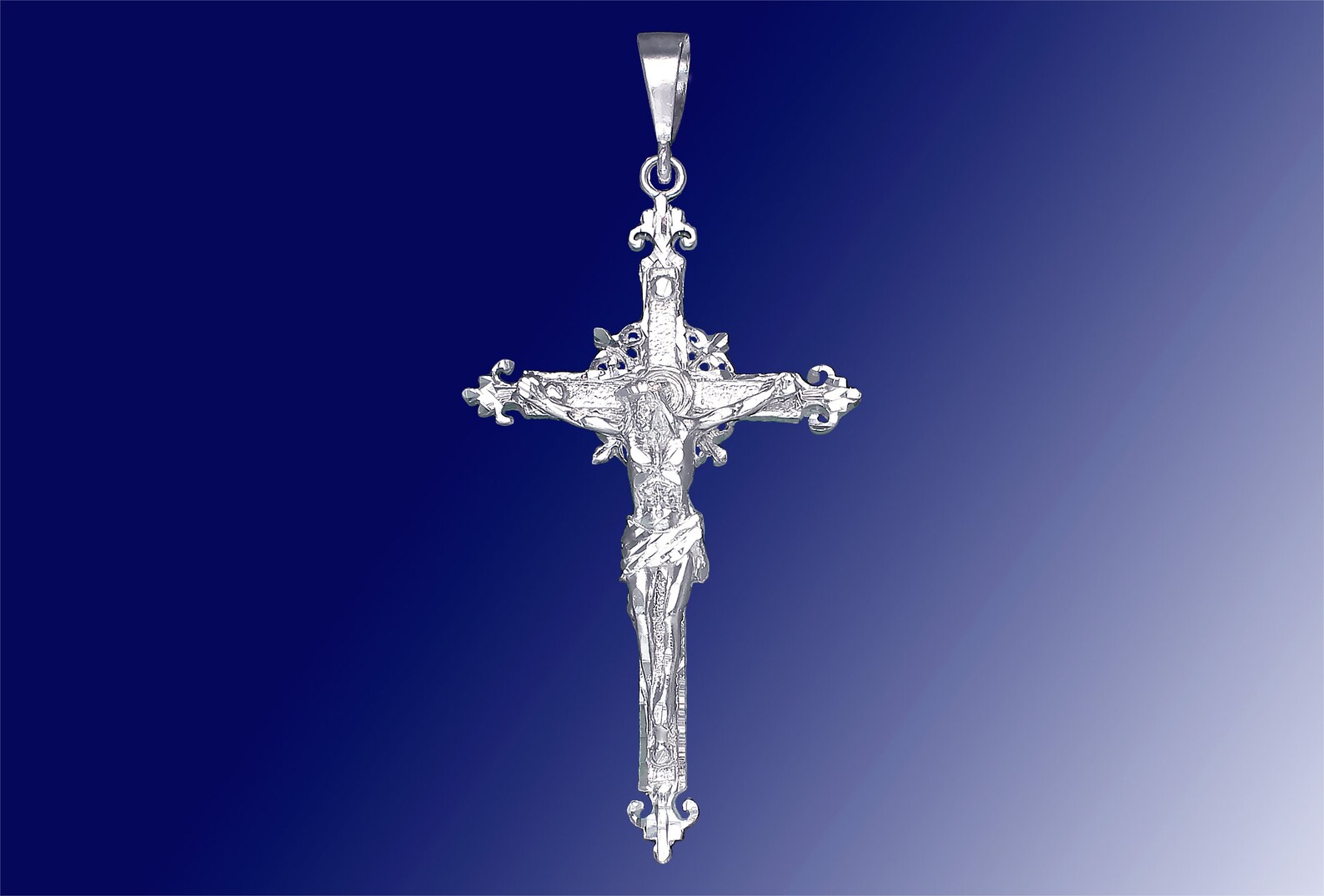 Huge Heavy Sterling Silver Cross With Jesus Pendant Necklace | Etsy