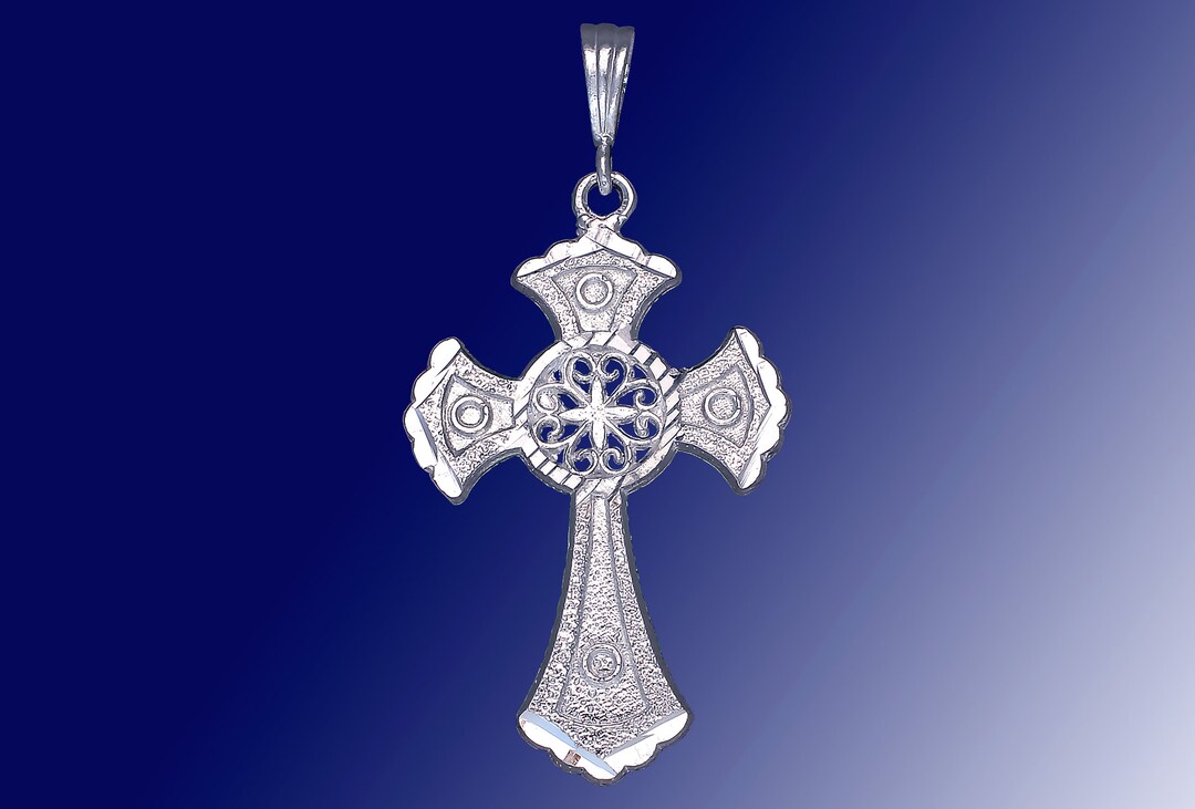 Sterling Silver Cross Without Jesus Pendant Necklace With Diamond Cut ...